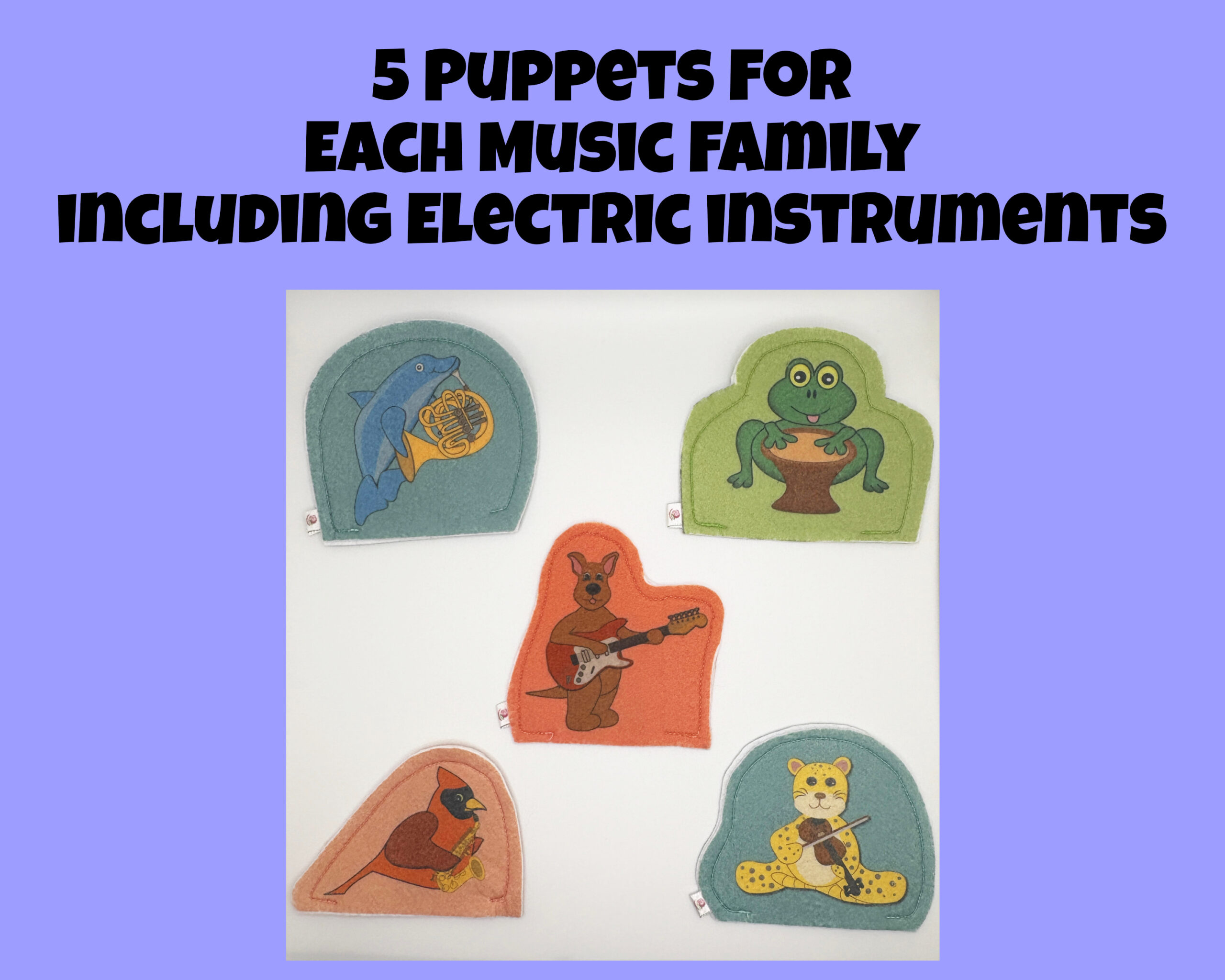 Music Animals Finger Puppets - Assorted Families Set of 5 Educational ...