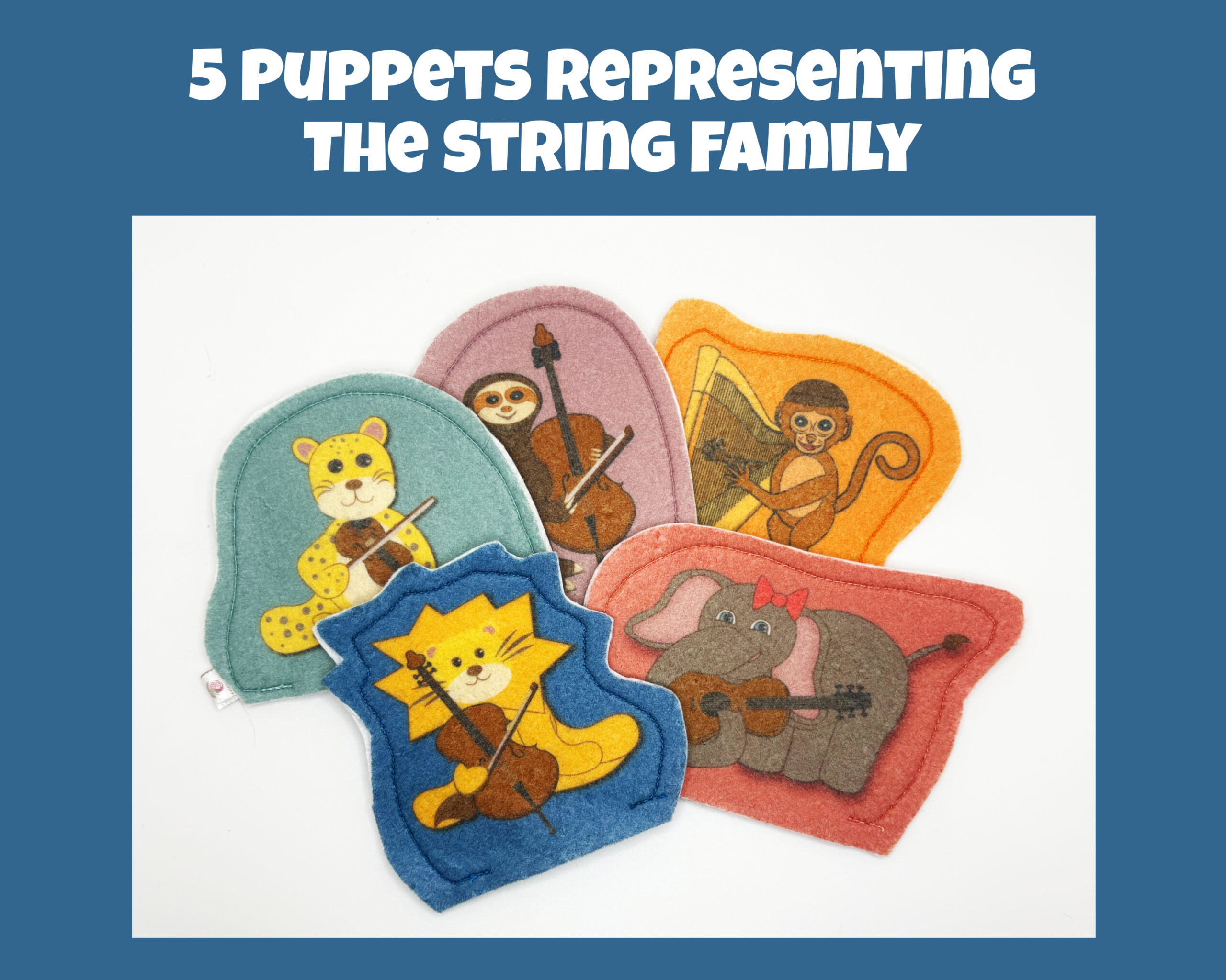 Music Animals Finger Puppets - String Family Set of 5 Educational Hand ...